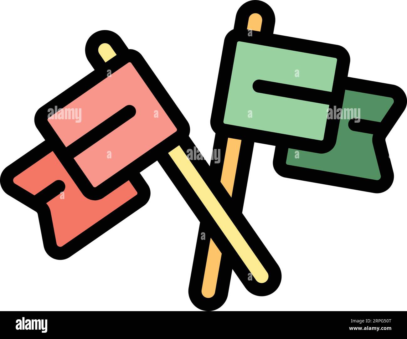 Paintball flags icon outline vector. Paint gun. Sport player color flat ...