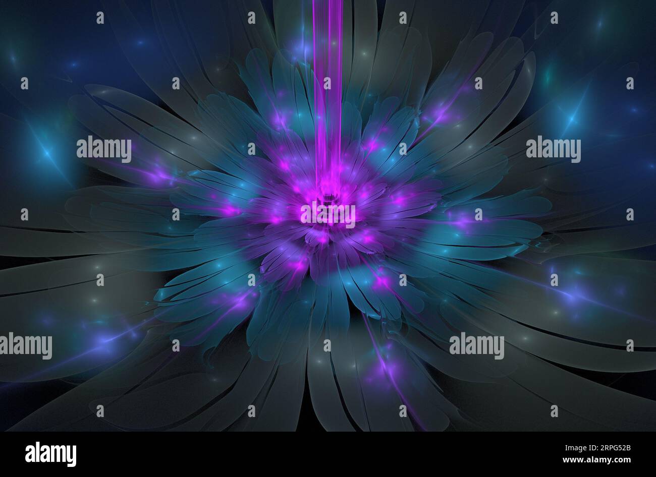 Blue fractal flower on the dark background Stock Photo - Alamy