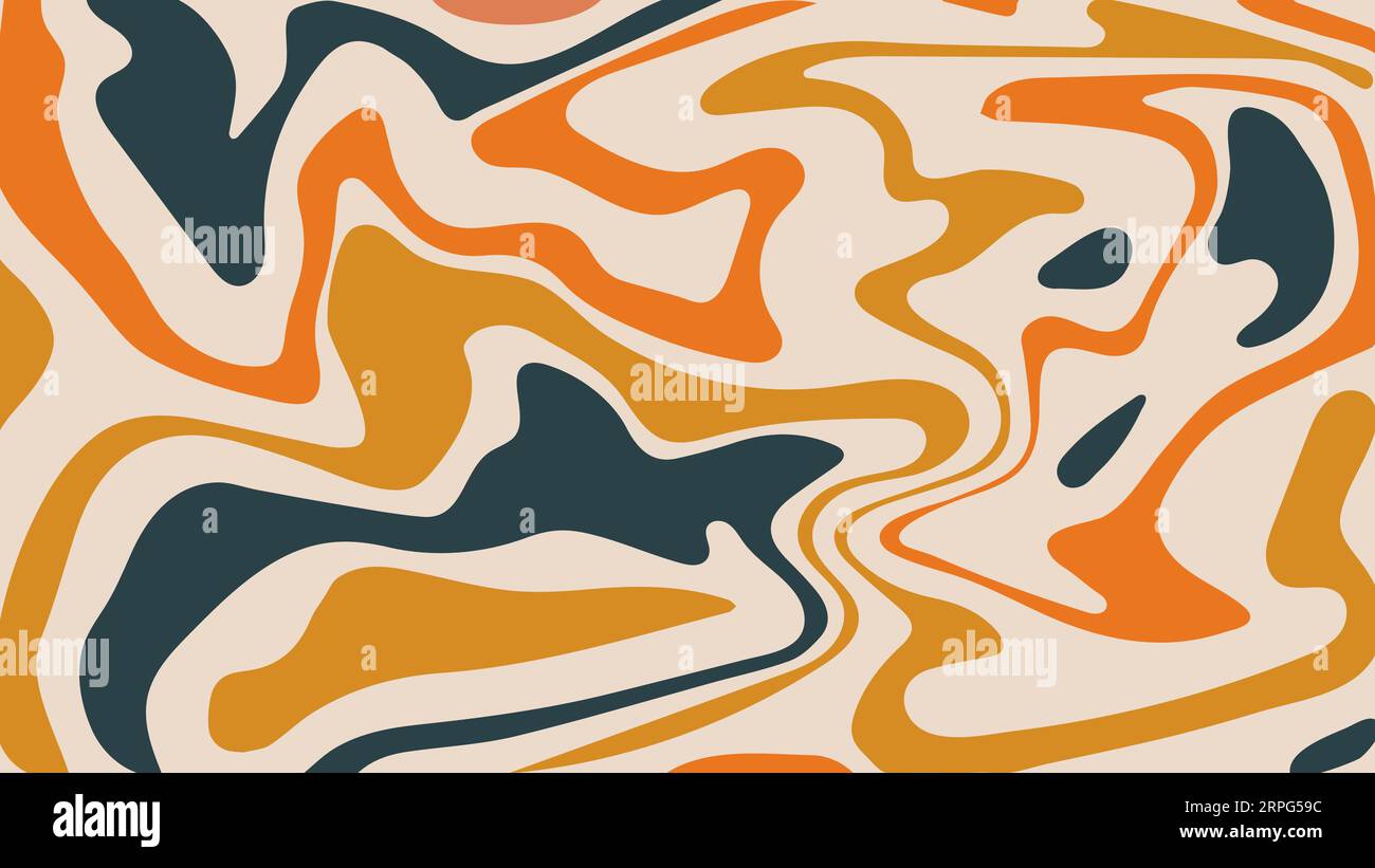 Retro abstract curve background in autumn colors. Vector trippy groovy ...