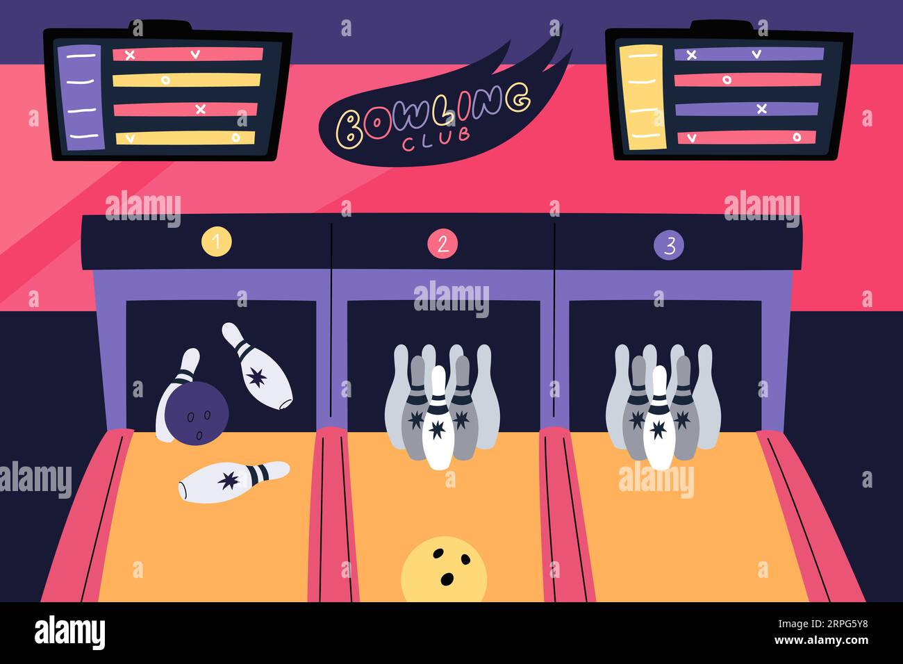 Bowling alley alleys Stock Vector Images - Alamy