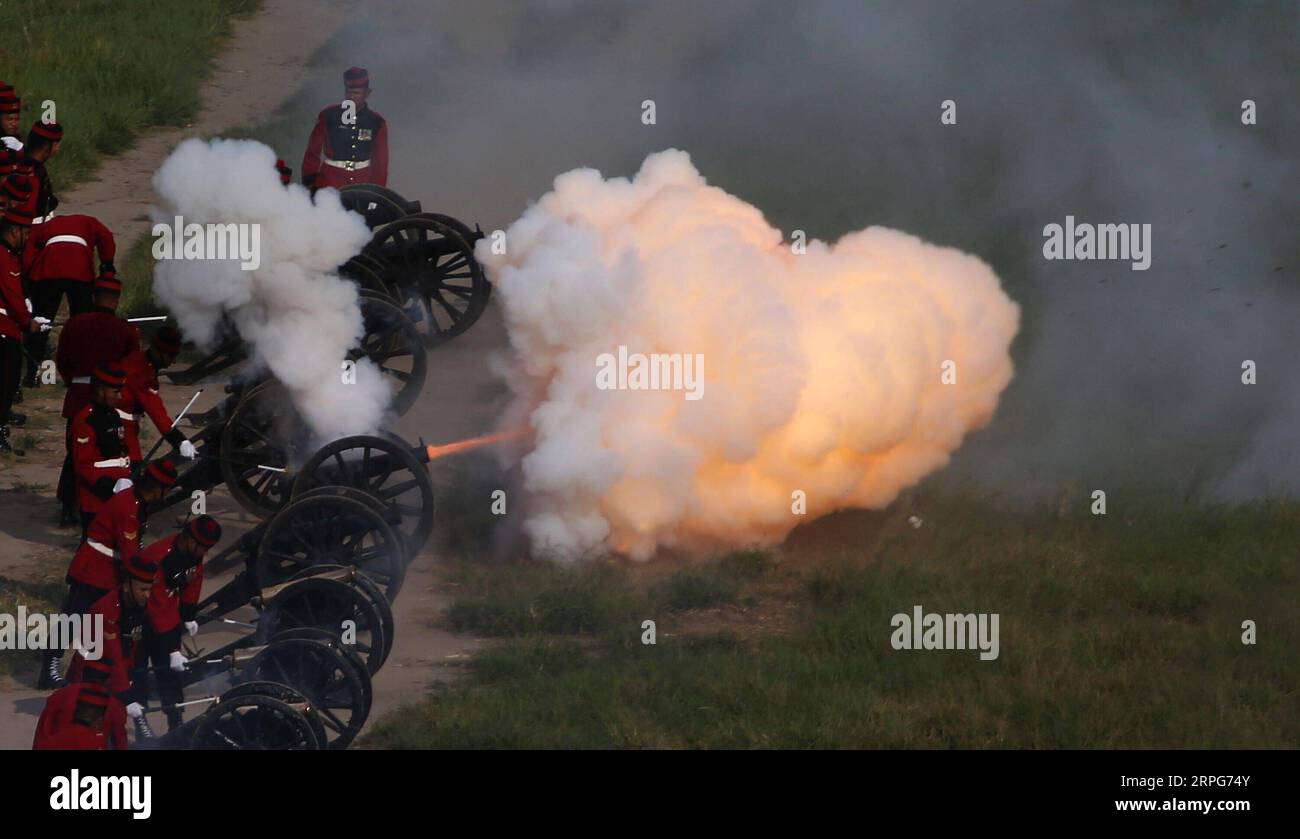 191005 -- KATHMANDU, Oct. 5, 2019 -- Soldiers fire shots during an ...