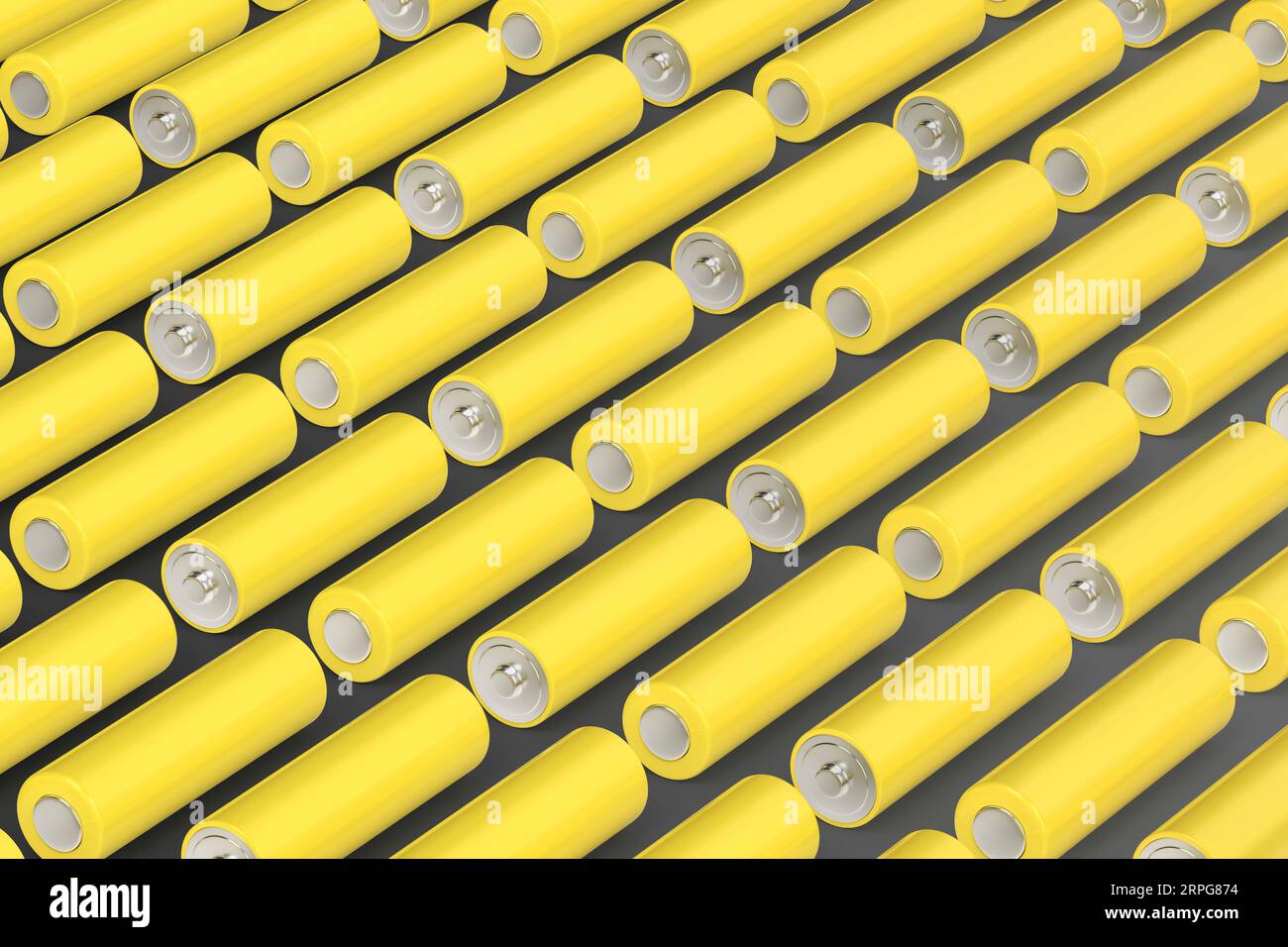 Many yellow AA size batteries Stock Photo - Alamy