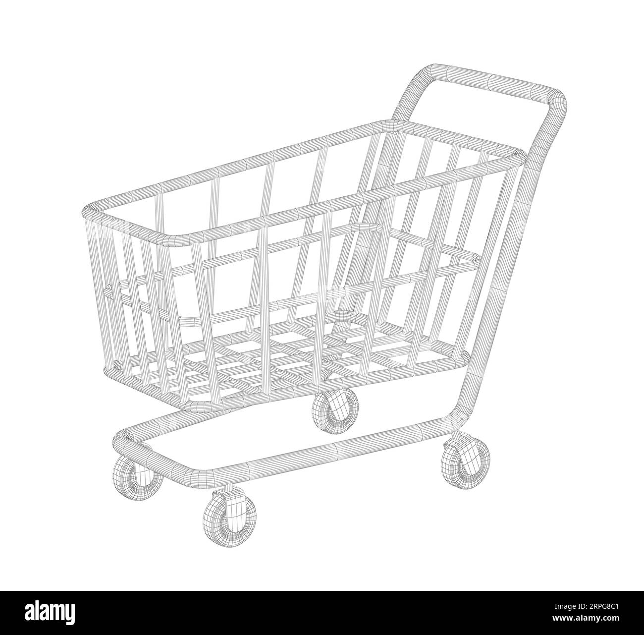 3D wire-frame model of shopping cart Stock Photo - Alamy