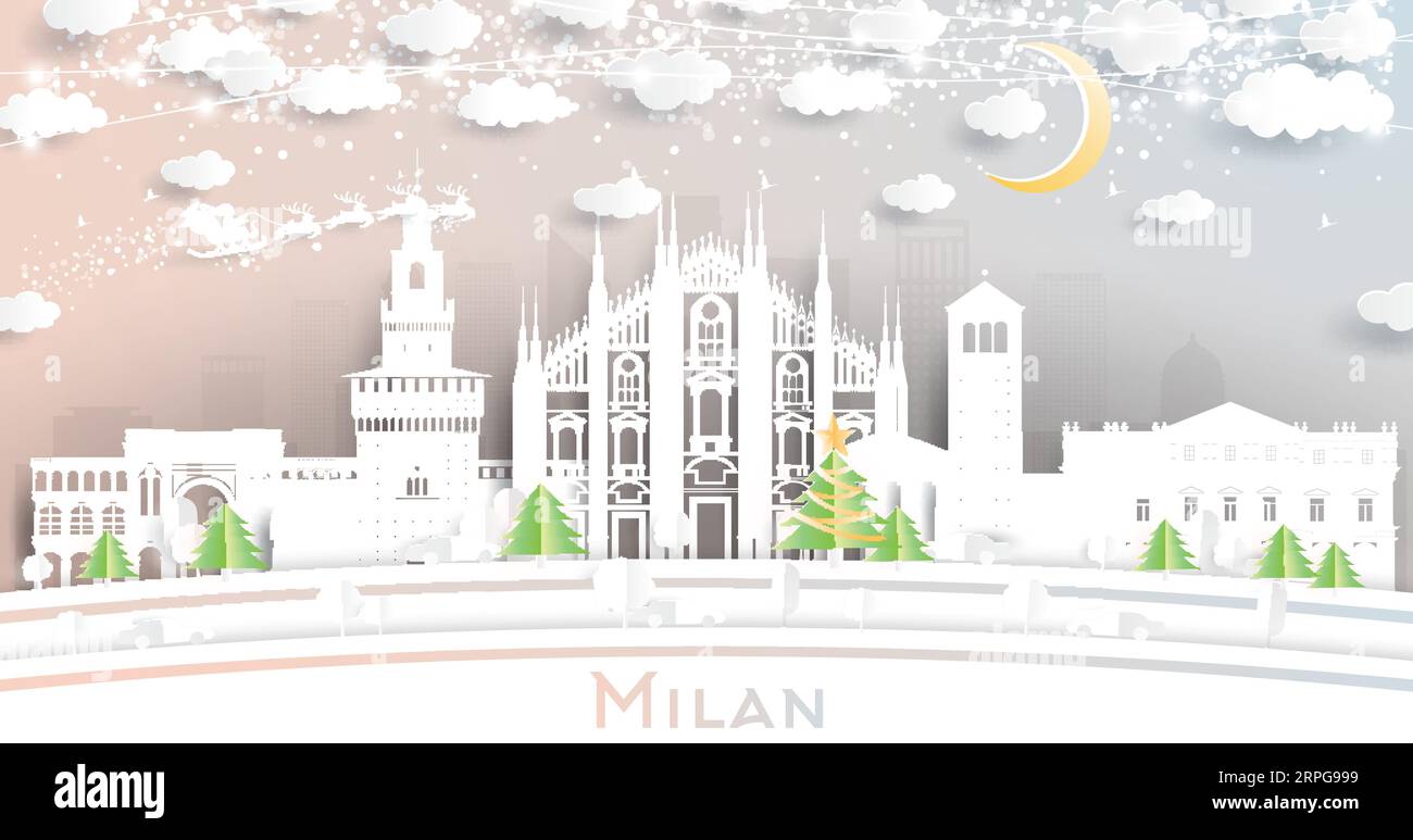 Milan italy city skyline in paper cut style Vector Image Stock Vector ...