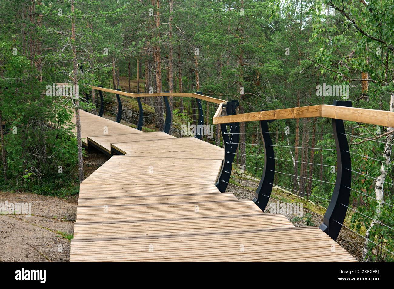 wooden bridges on the tourist route in the reserve, environmental ...