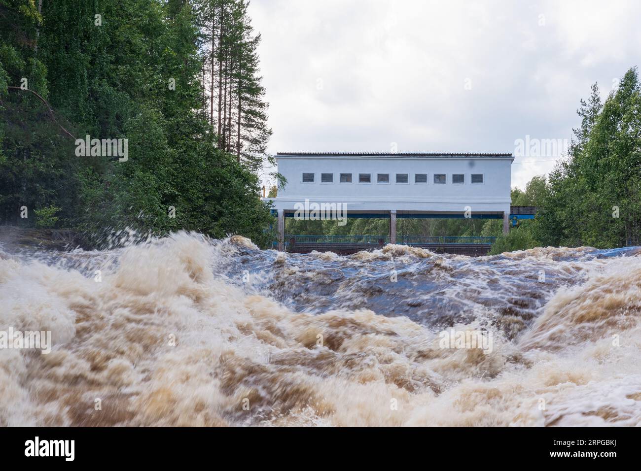 idle discharge of water at a small hydroelectric power station Stock ...