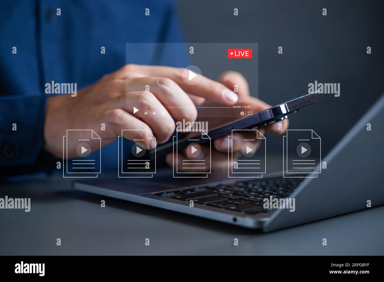 Live streaming screen interface hi-res stock photography and images - Alamy