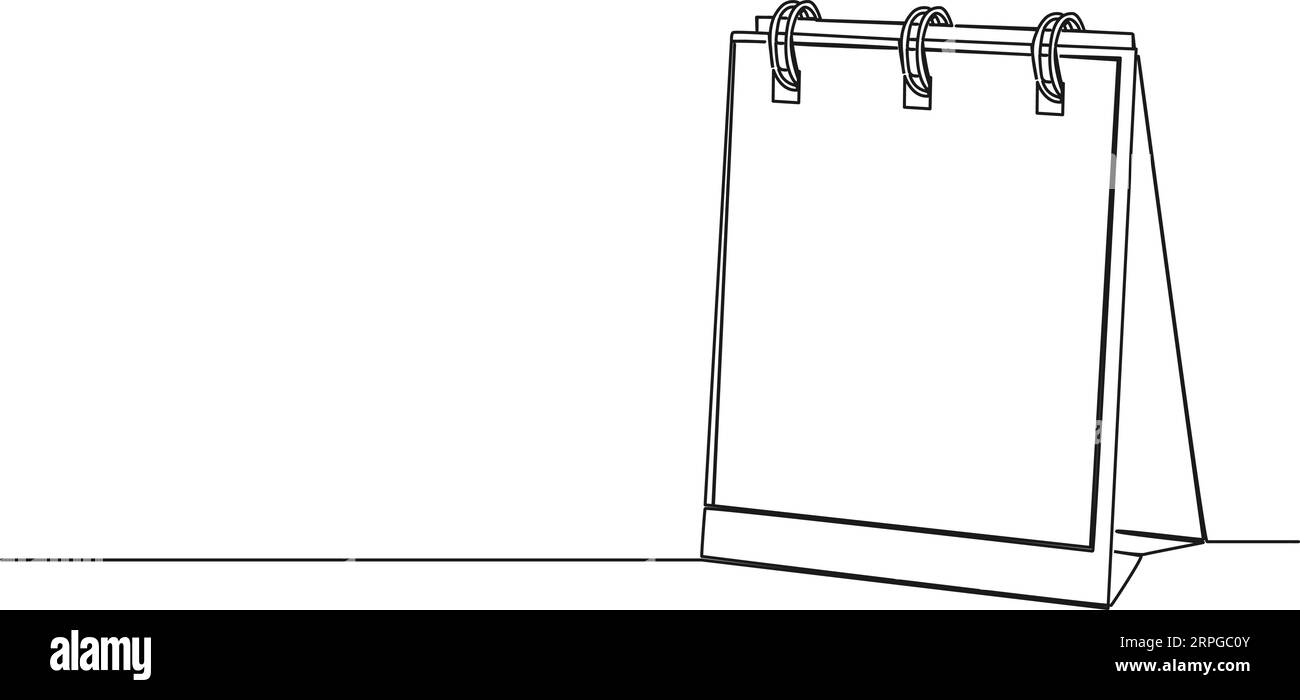continuous single line drawing of tear-off calendar, line art vector ...