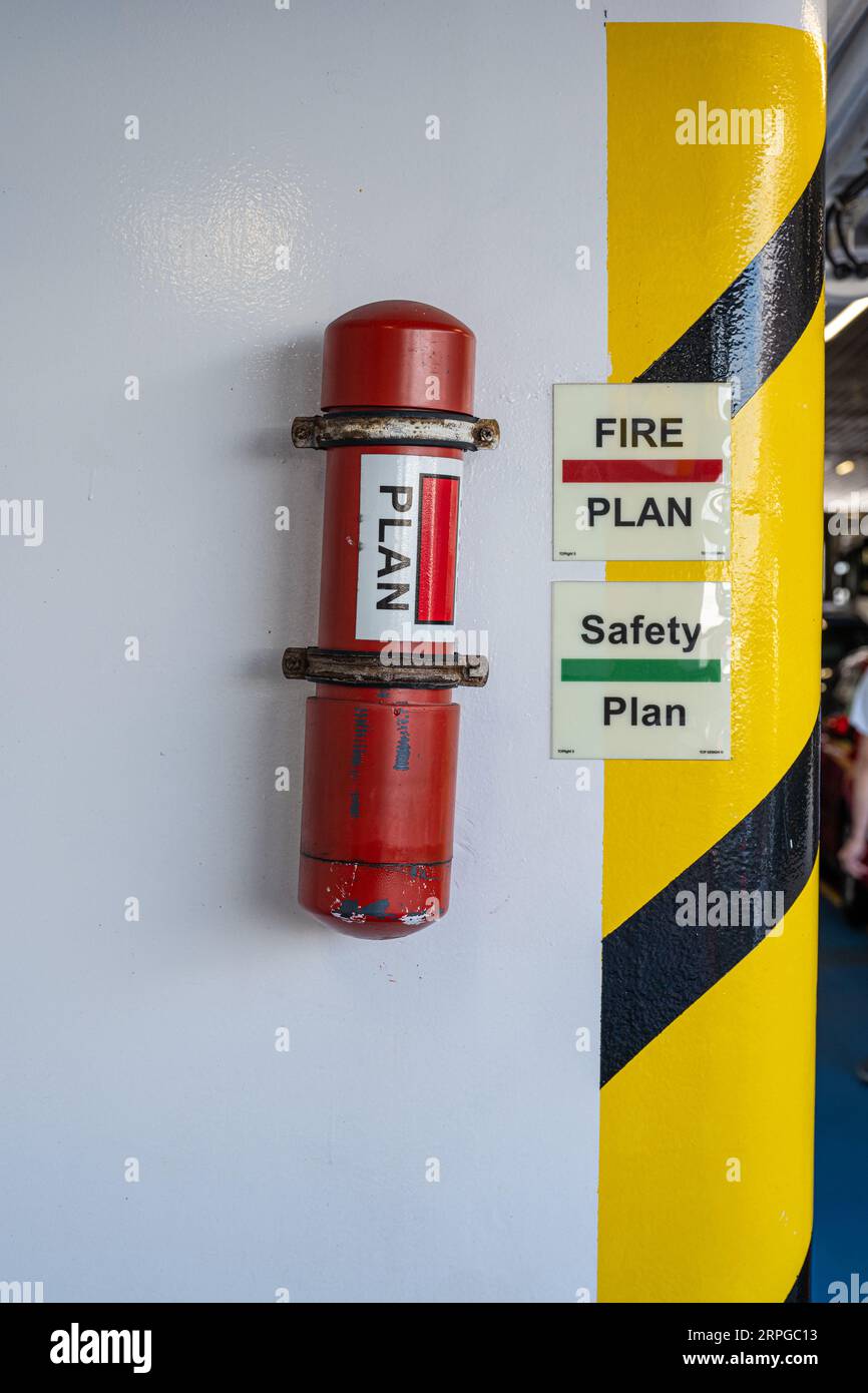 Fire and safety plan on a ferry Stock Photo - Alamy