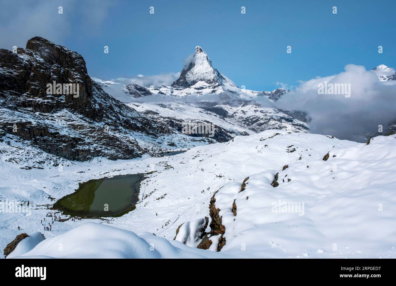 The Iconic Matterhorn mountain after a fresh fall of snow in late ...