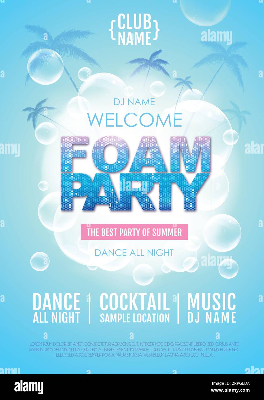 Disco foam party poster soap Royalty Free Vector Image Stock Vector ...