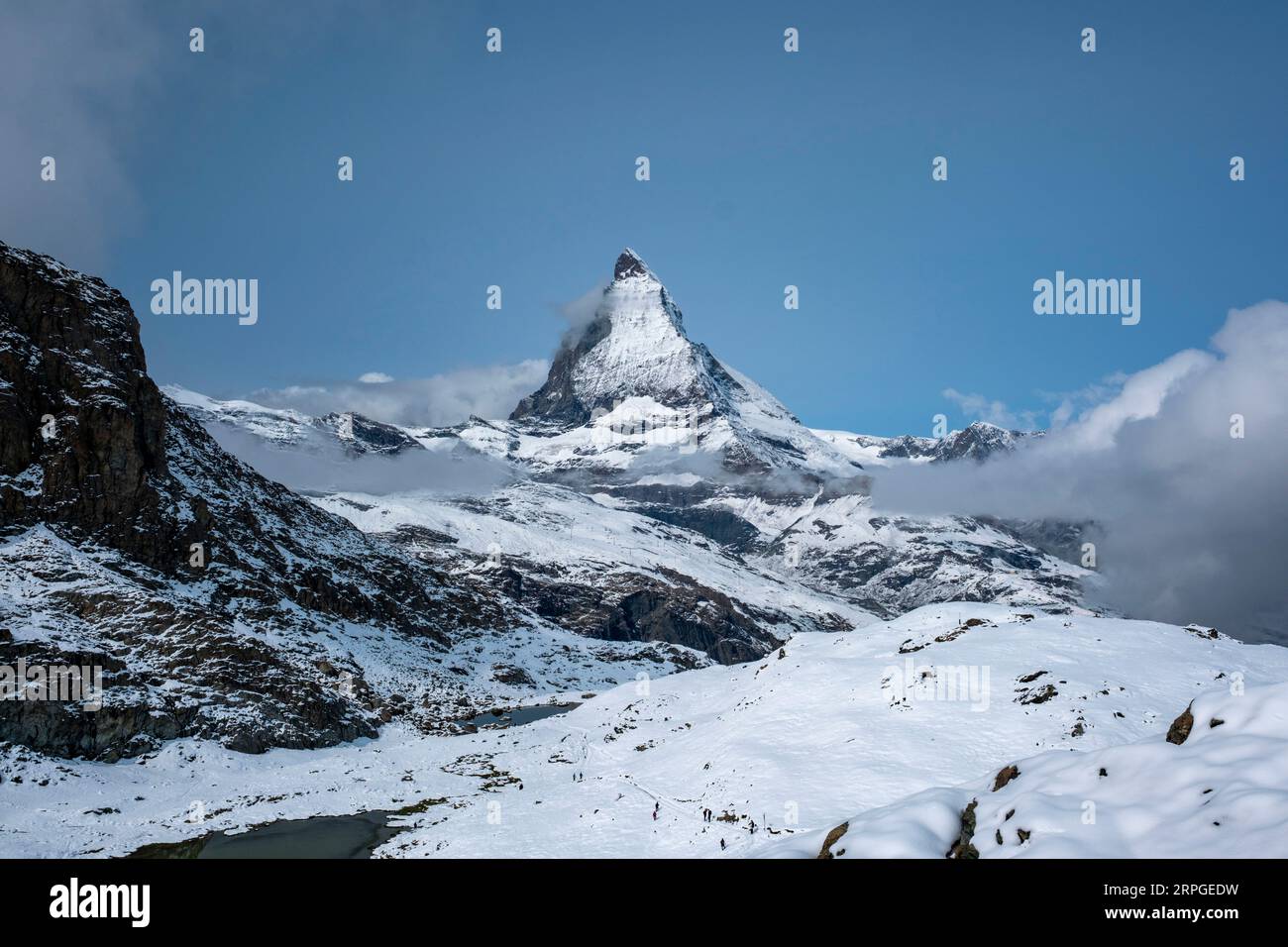 The Iconic Matterhorn mountain after a fresh fall of snow in late ...
