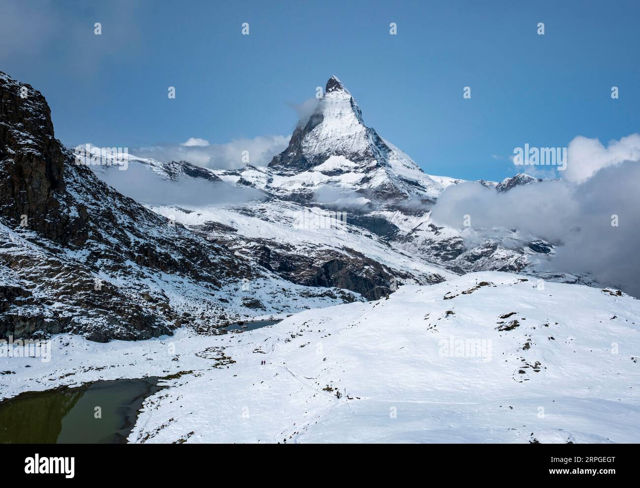 The Iconic Matterhorn mountain after a fresh fall of snow in late ...