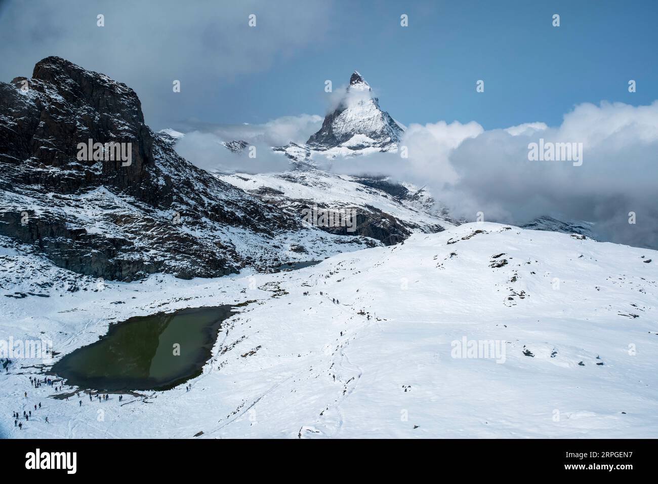 The Iconic Matterhorn mountain after a fresh fall of snow in late ...