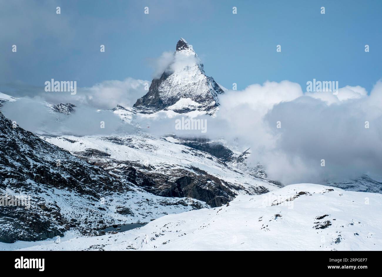 The Iconic Matterhorn mountain after a fresh fall of snow in late ...