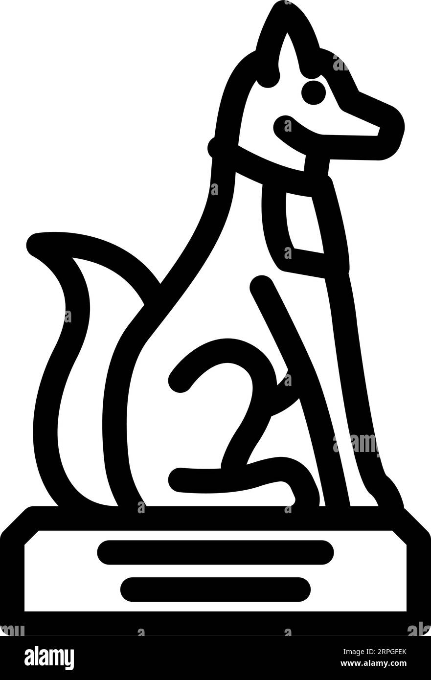 inari fox statue shintoism line icon vector illustration Stock Vector ...