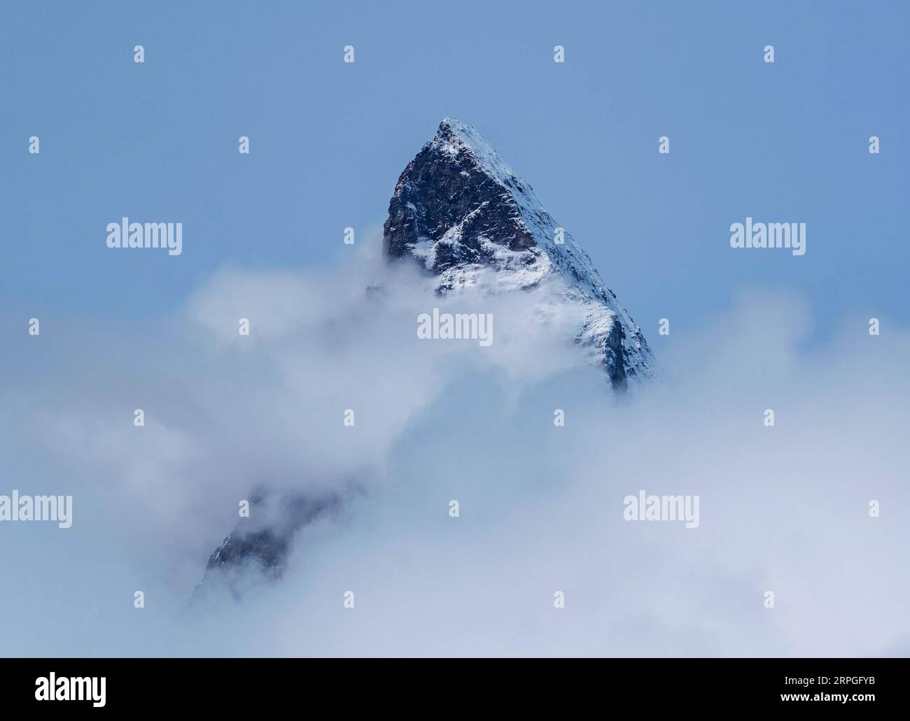 View from the Gornergrat ridge of the Matterhorn summit shrouded with ...