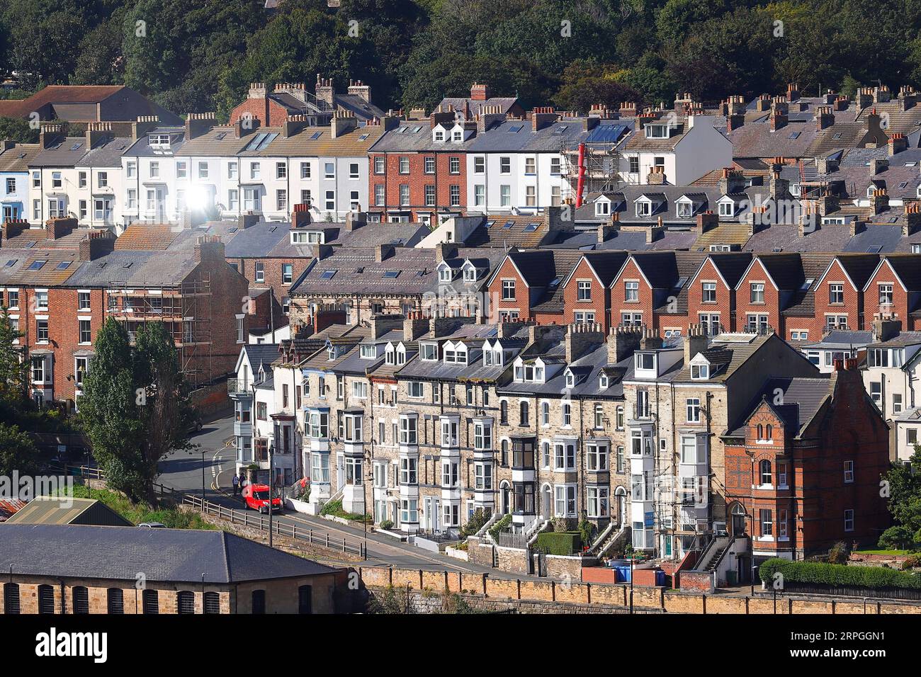 Rooftop views of Whitby Town Centre on the North Yorkshire Coast,UK ...