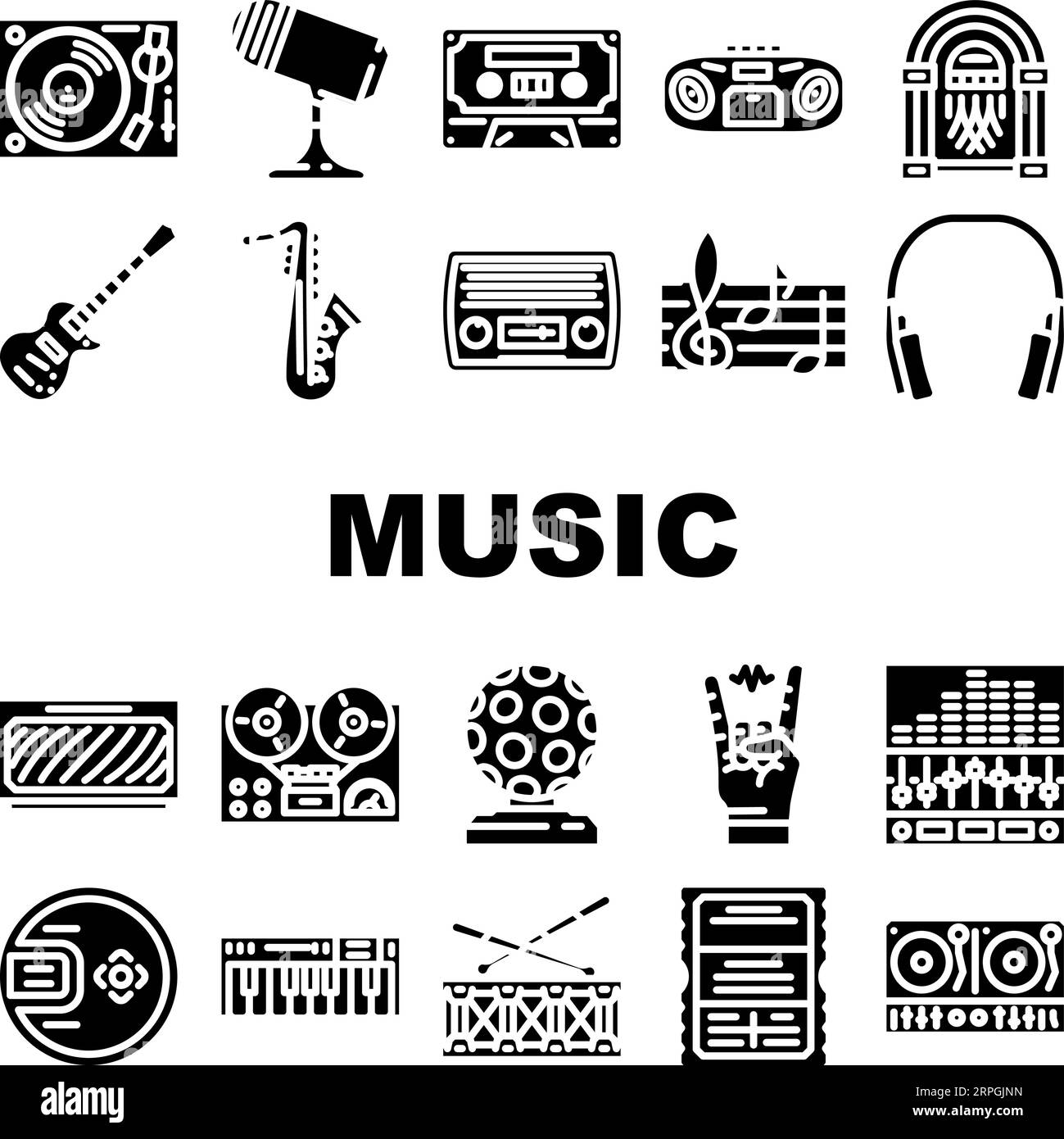 retro music vintage party icons set vector Stock Vector Image & Art - Alamy