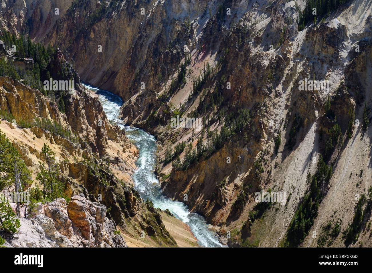 The Yellowstone River running through the Grand Canyon of Yellowstone in Yellowstone National ...