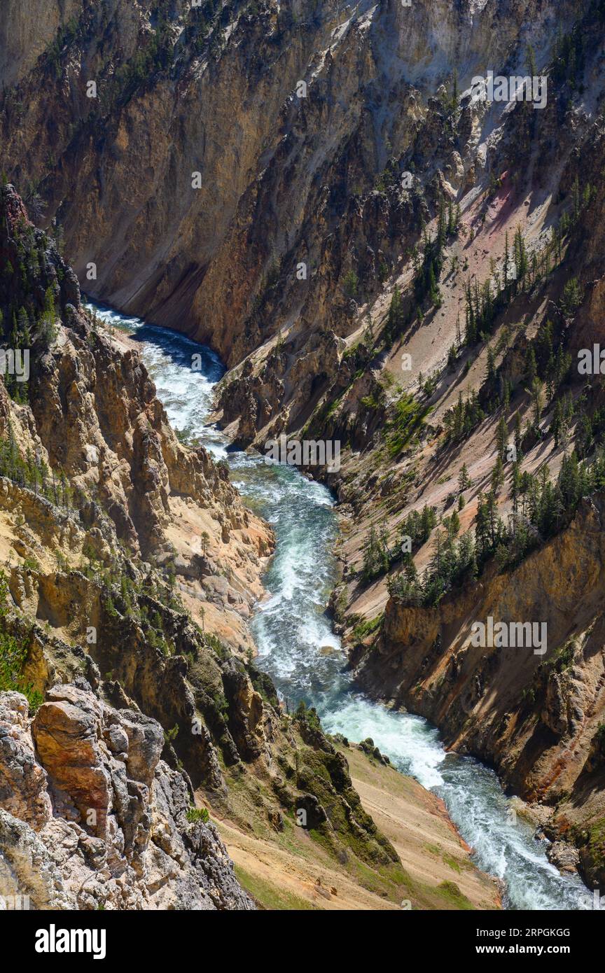 The Yellowstone River running through the Grand Canyon of Yellowstone ...