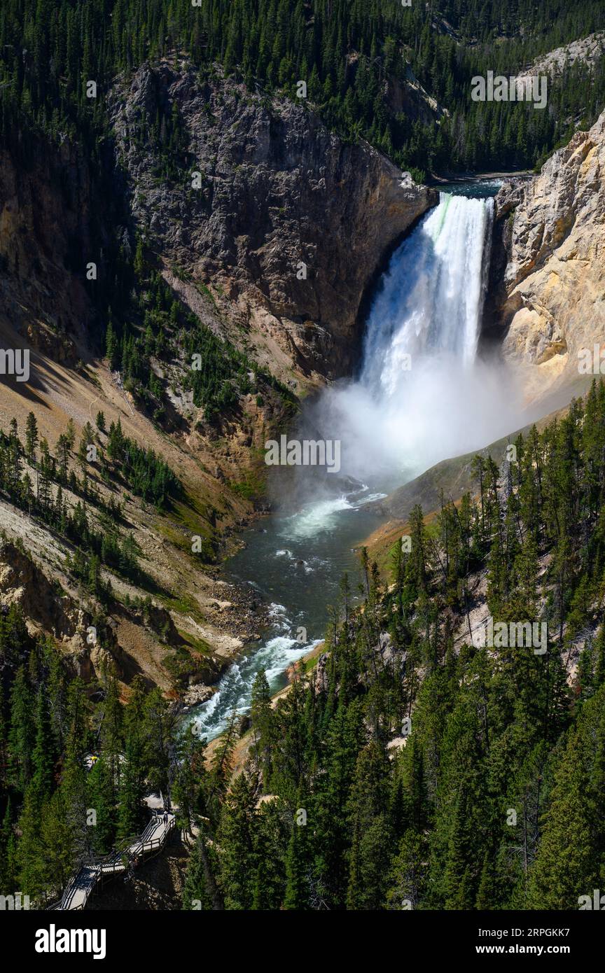 The waterfalls in the Grand Canyon of Yellowstone in Yellowstone ...
