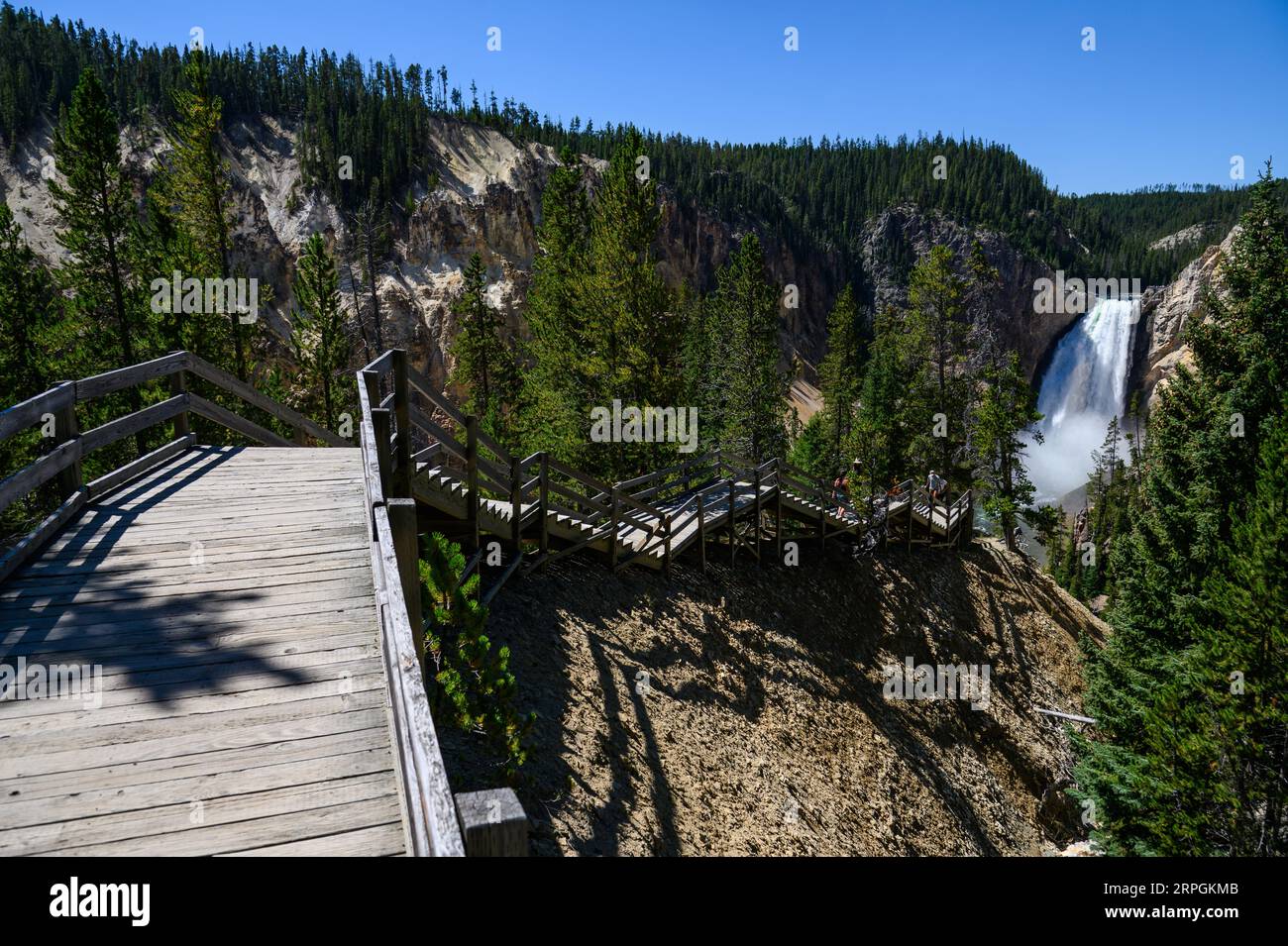 The waterfalls in the Grand Canyon of Yellowstone in Yellowstone ...