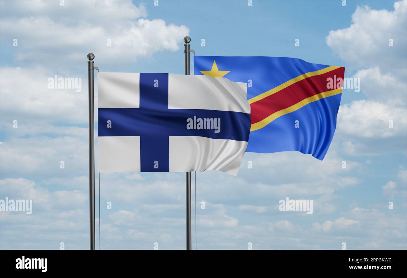 Democratic Republic of the Congo or Congo-Kinshasa and Finland flag ...