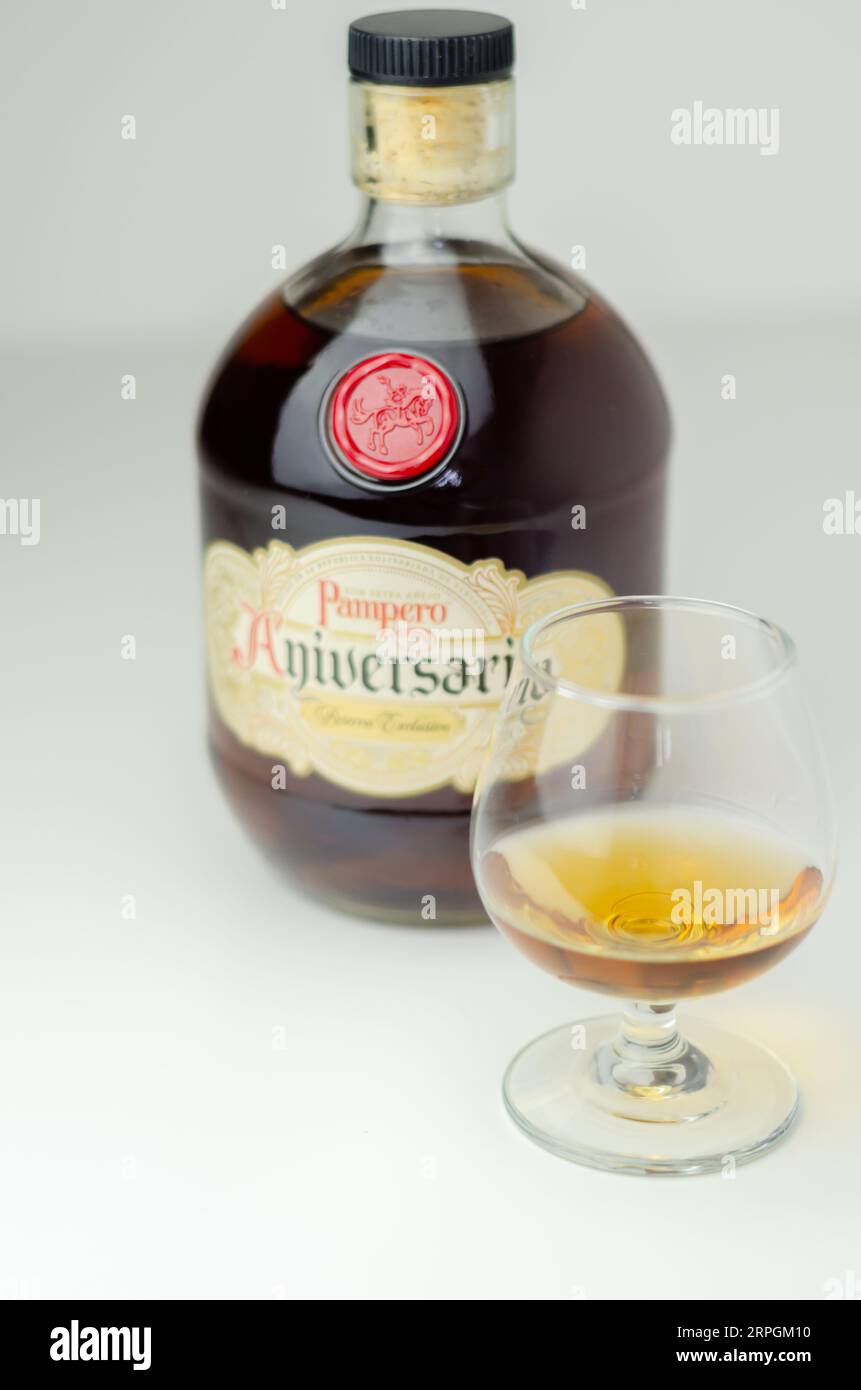 LONDON, UNITED KINGDOM - JUNE 28, 2022 The bottle Ron Pampero ...