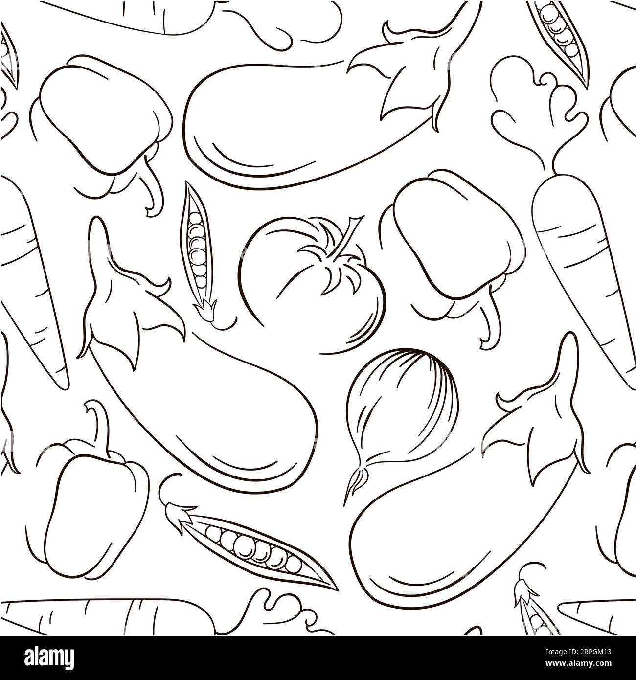 Outline vegetable seamless pattern. Hand drawn vector background ...