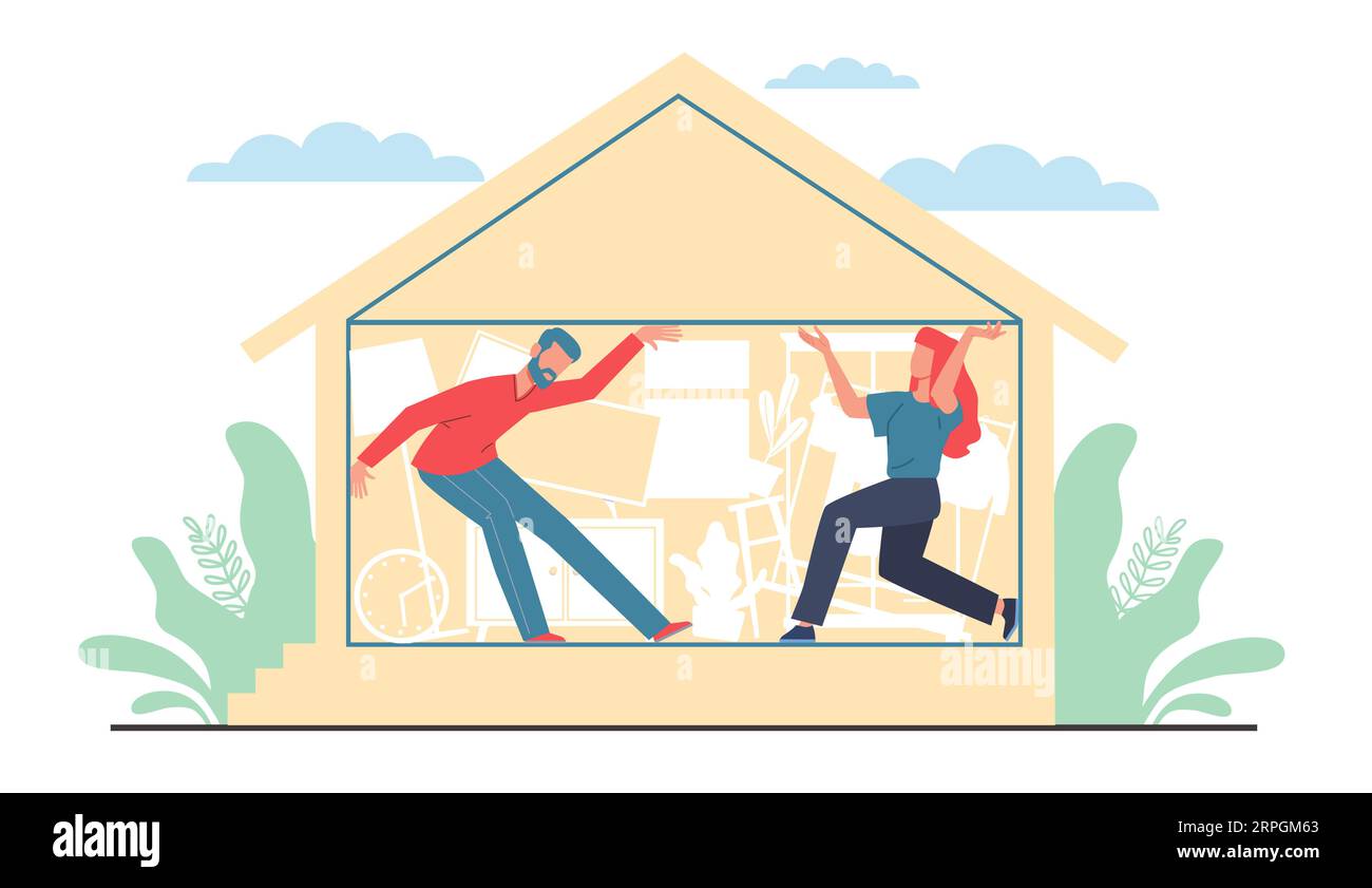 Male and female couple unhappy with size of their home, crammed into ...