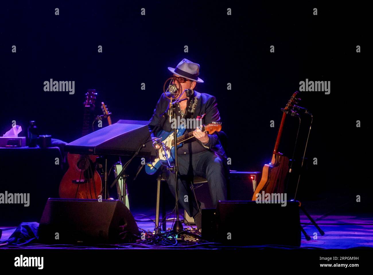 The musician Elvis Costello during a performance at the Teatro Lope de ...