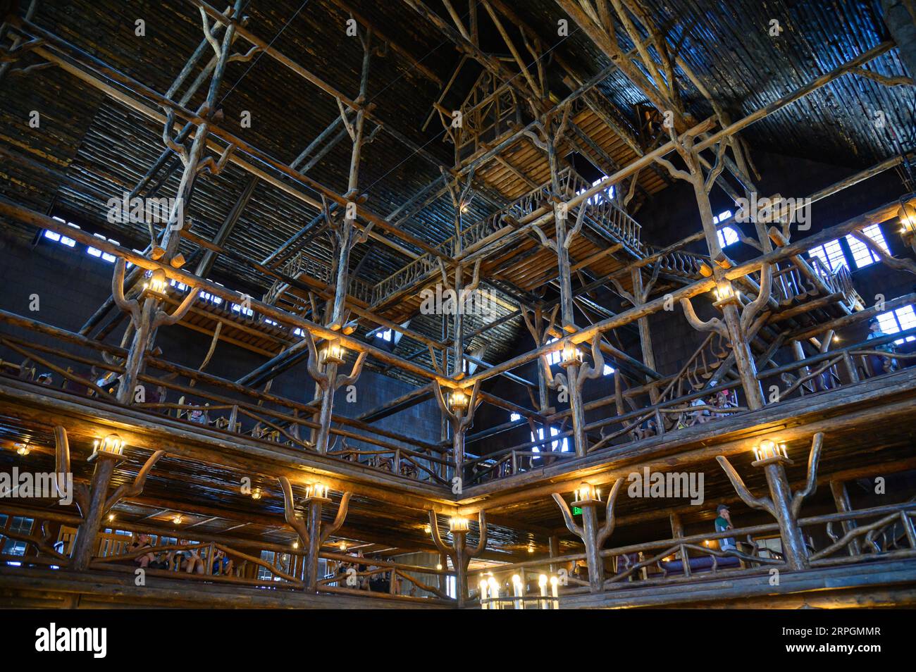 The inside of Yellowstone Lodge in Yellowstone National Park Stock ...