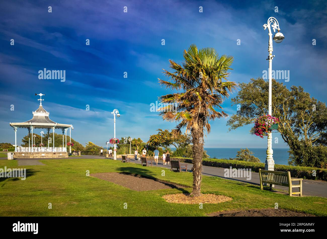 A view of the Leas Bandstand on The Leas clifftop gardens above the ...