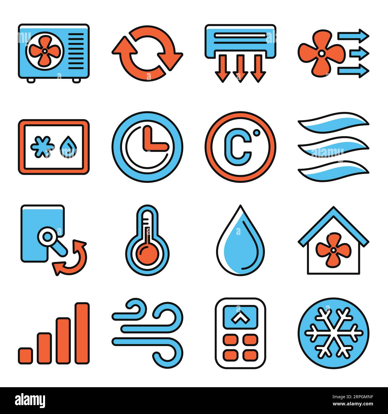 Air conditioning icons set on white background Vector Image Stock ...