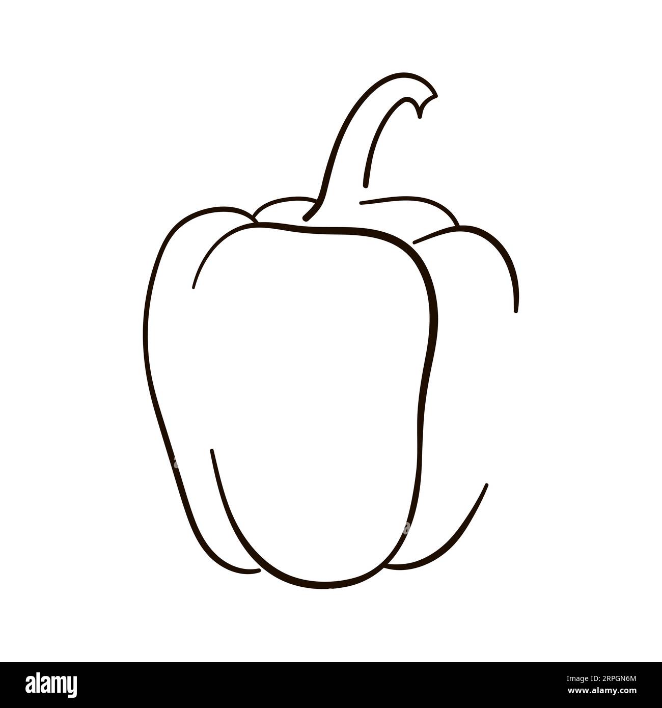 Bell pepper icon. Pepper in line art. Pepper vector illustration Stock ...