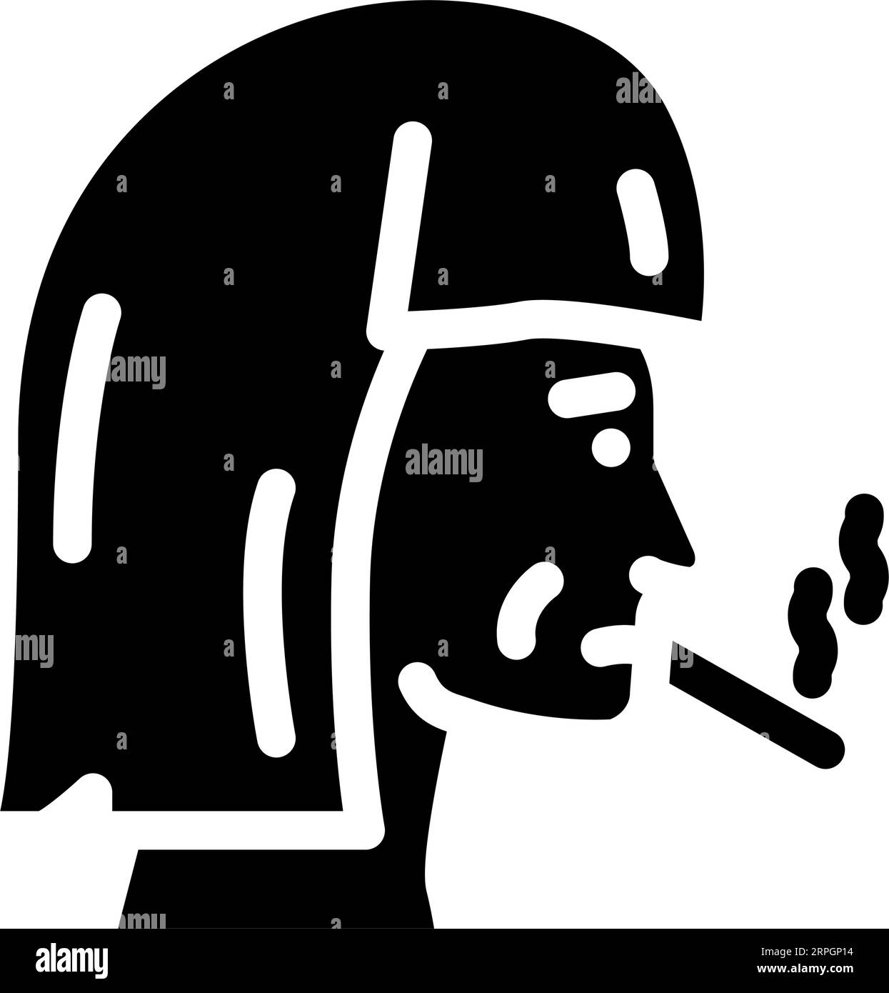female smoking cigarette glyph icon vector illustration Stock Vector ...