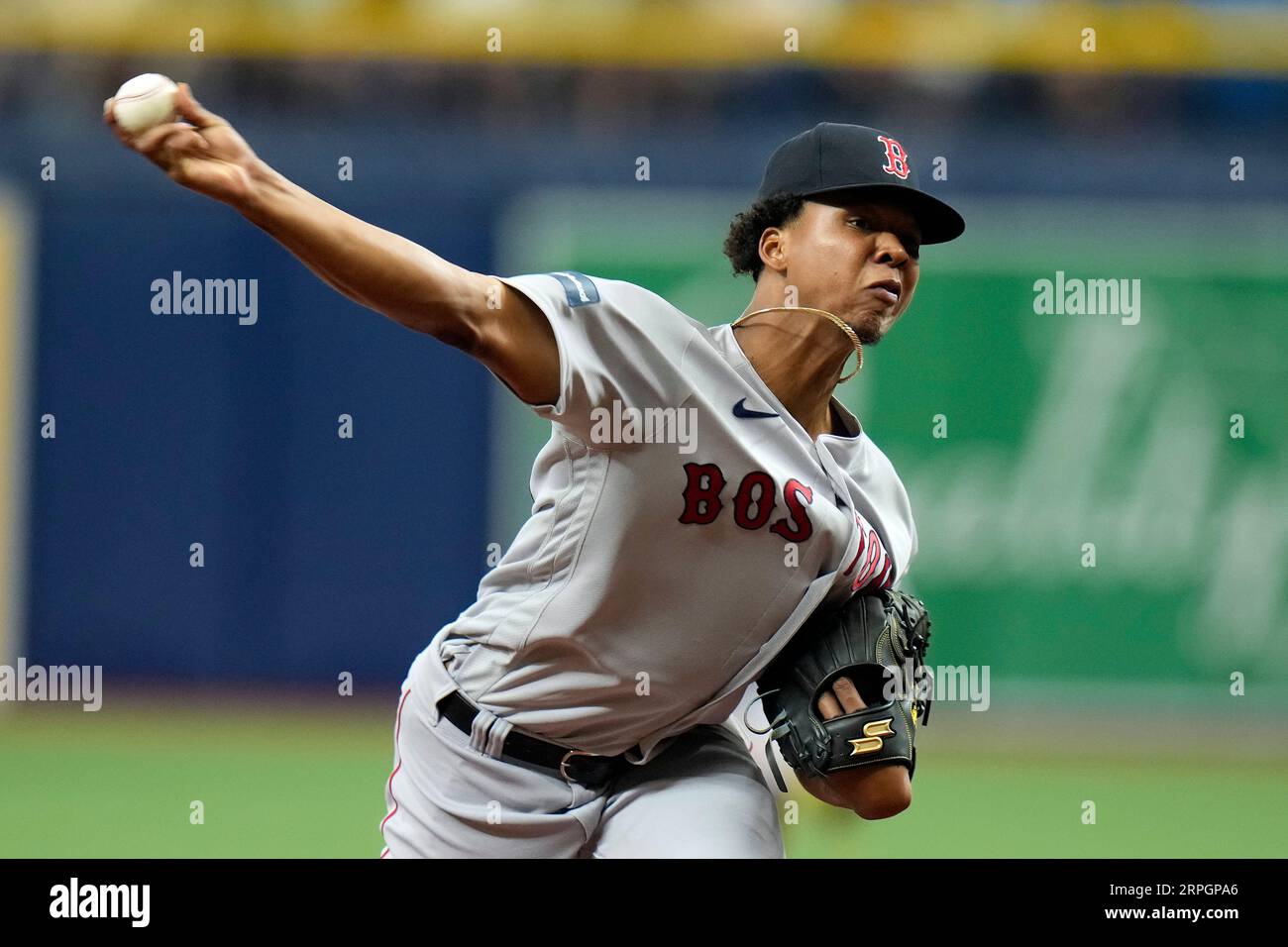 Boston Red Sox starting pitcher Brayan Bello delivers to the Tampa Bay ...