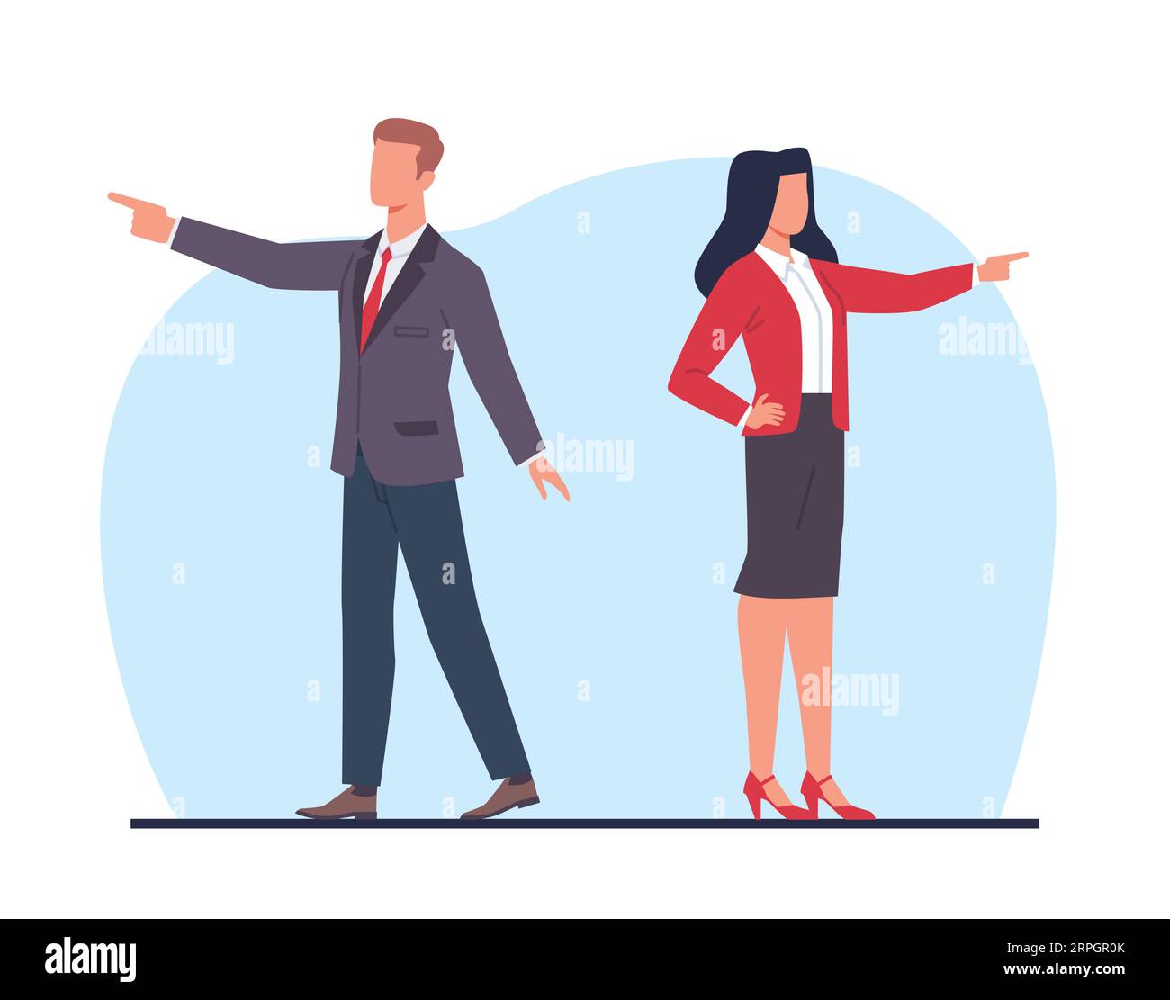 Different direction of business development for man and woman. Pointing ...