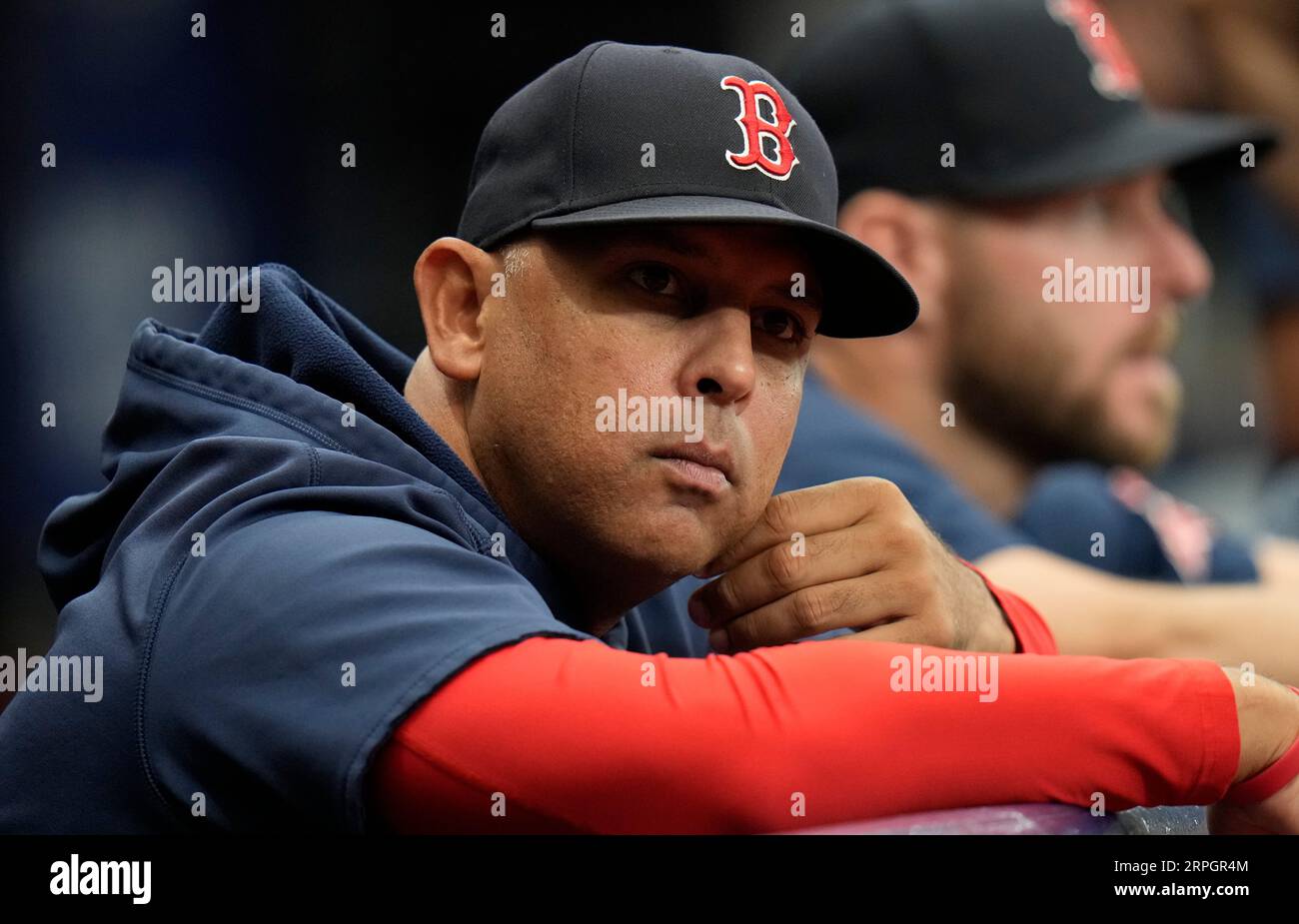 Boston Red Sox manager Alex Cora against the Tampa Bay Rays during the ...