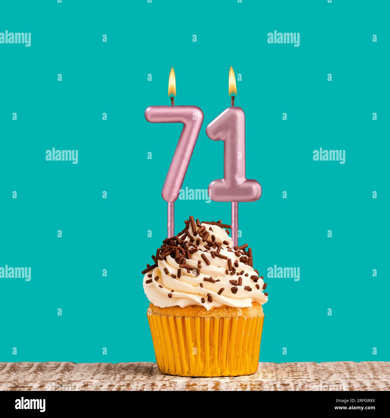 Birthday candle number 71 - Aquamarine card design Stock Photo - Alamy