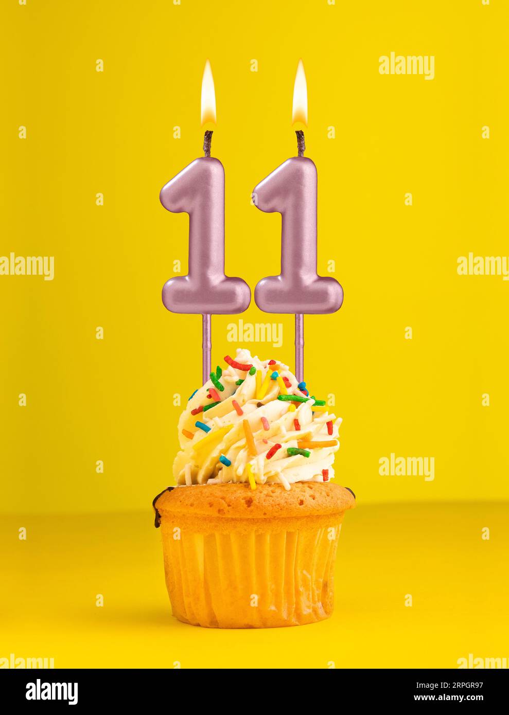 Birthday candle number 11 - Invitation card with yellow background ...