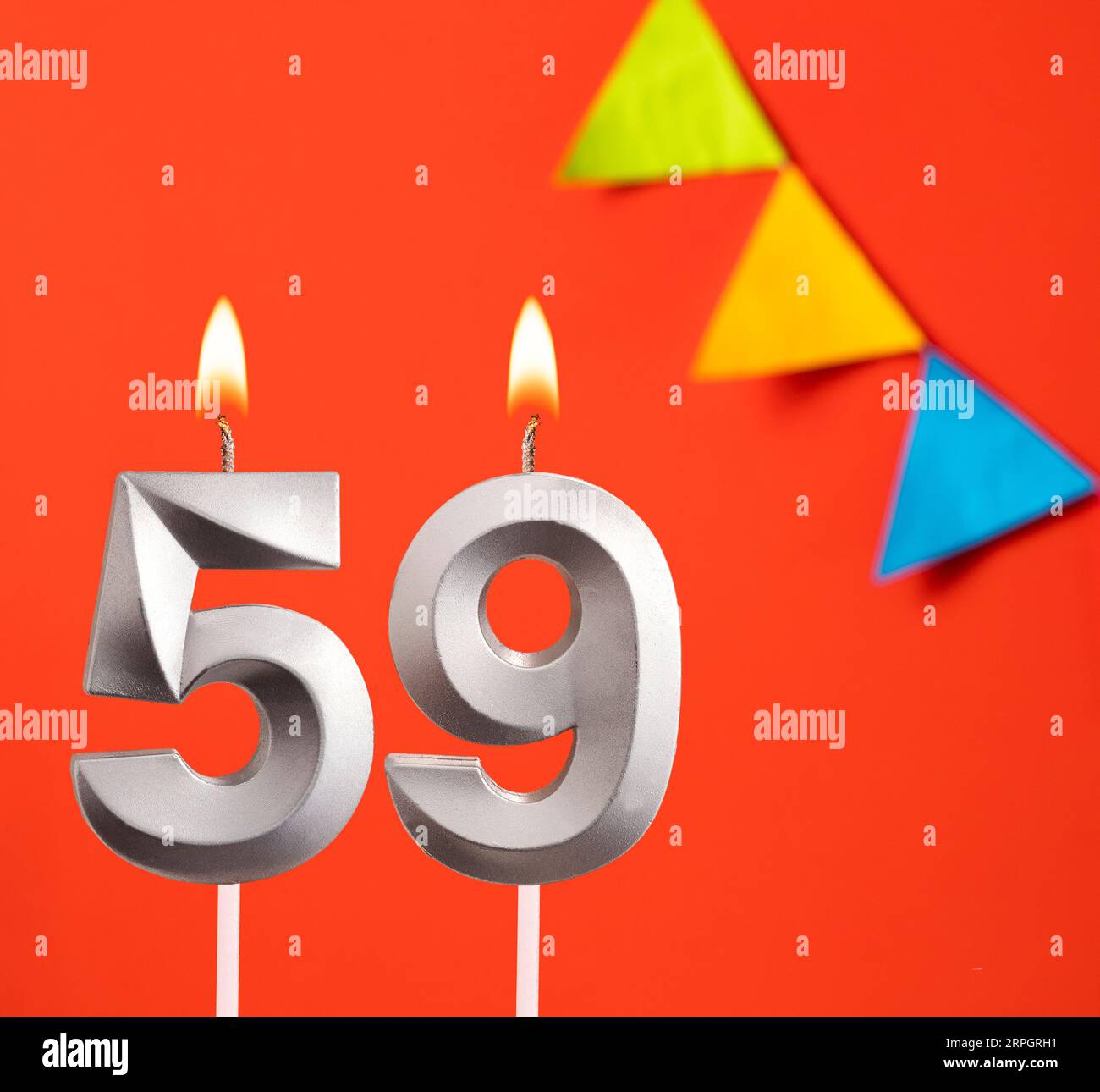 Birthday candle number 59 - Invitation card in orange background Stock ...