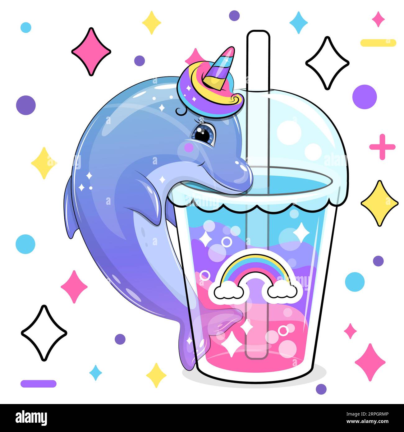 Cute Girl Dolphin Cartoon