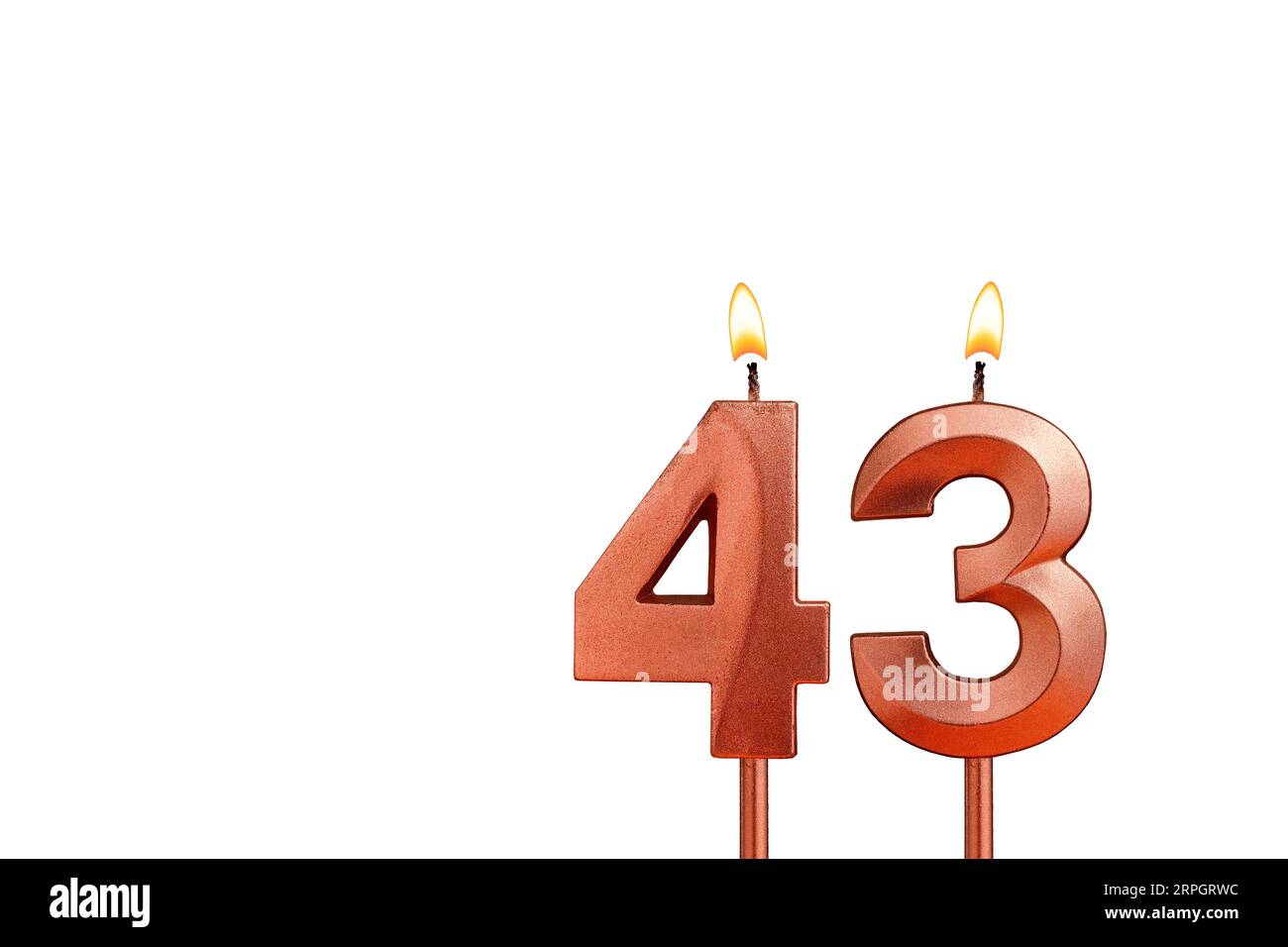 Birthday candle number 43 on white background Stock Photo - Alamy