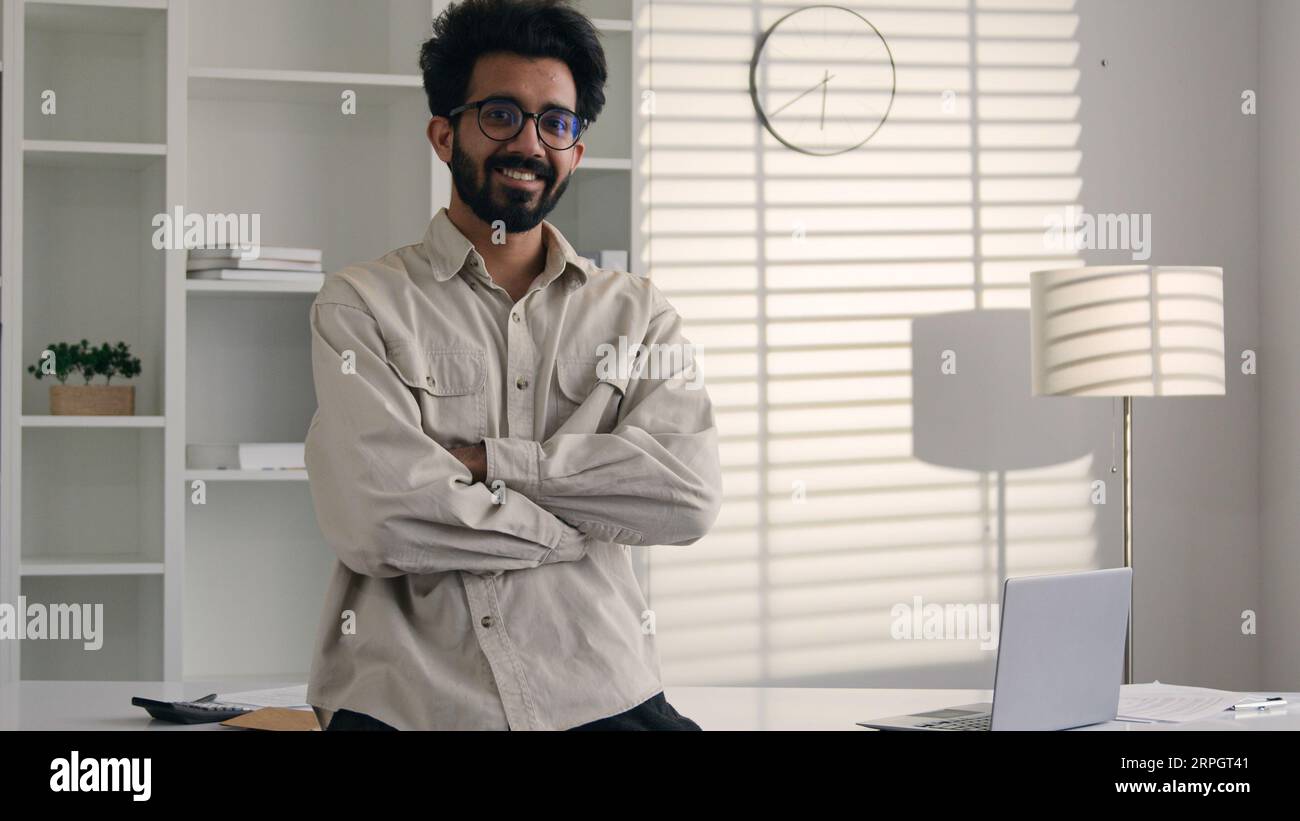 Business portrait Indian Arabian man bearded male freelancer executive ...