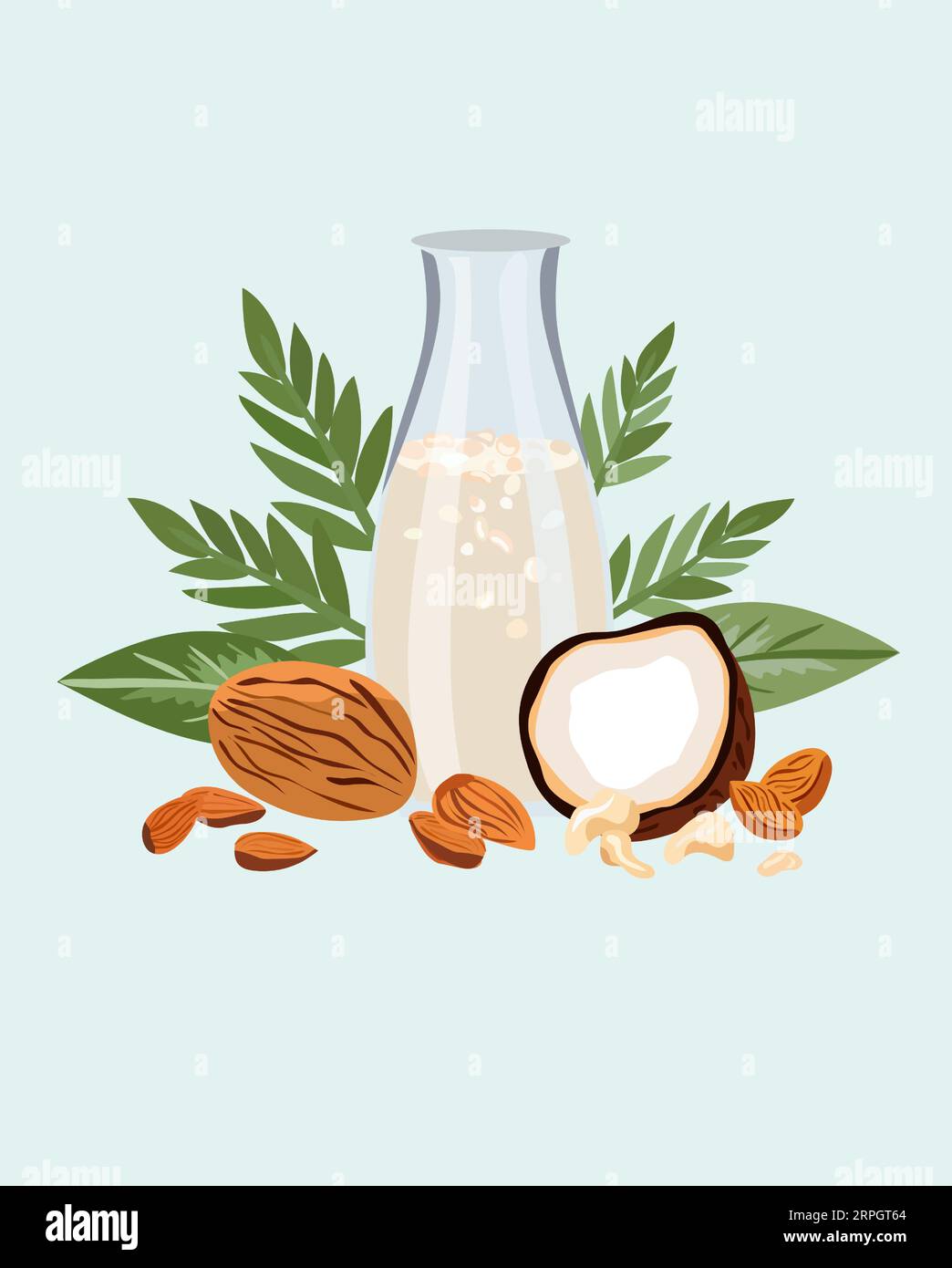 Vegan milk essentials, Non dairy, plant based beverages in bottle glass ...