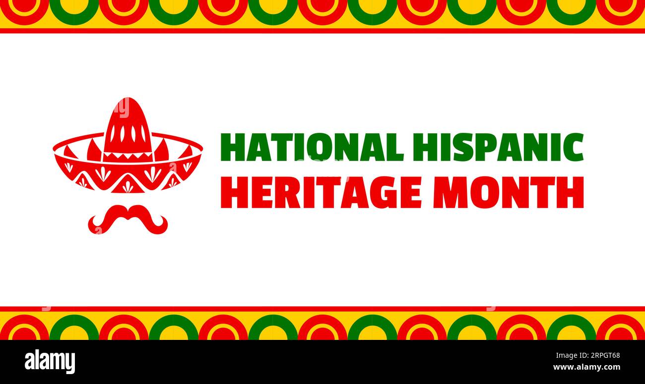 Sombrero and mustaches on National Hispanic Heritage Month banner ...