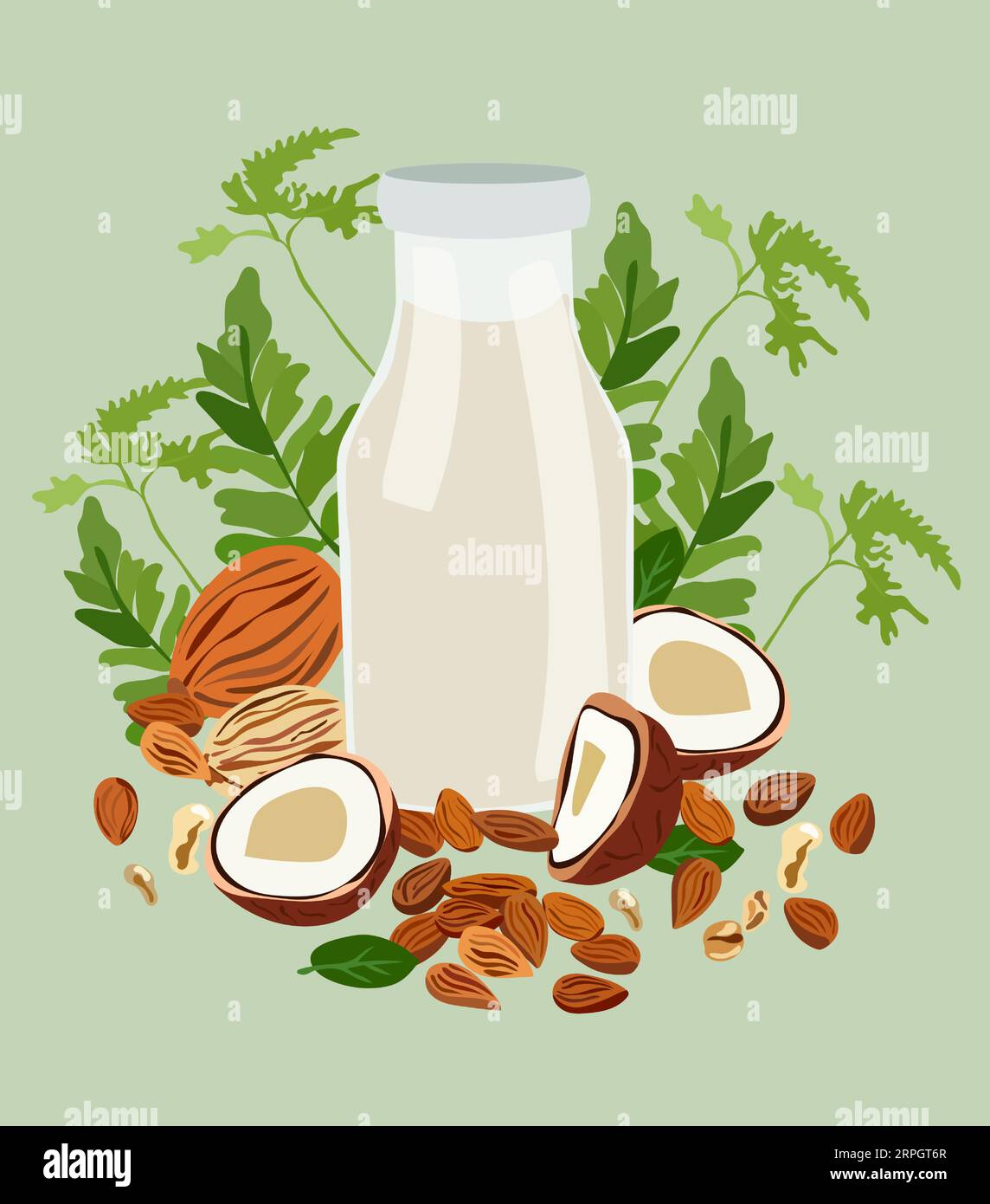 Vegan milk essentials, Non dairy, plant based beverages in bottle glass ...