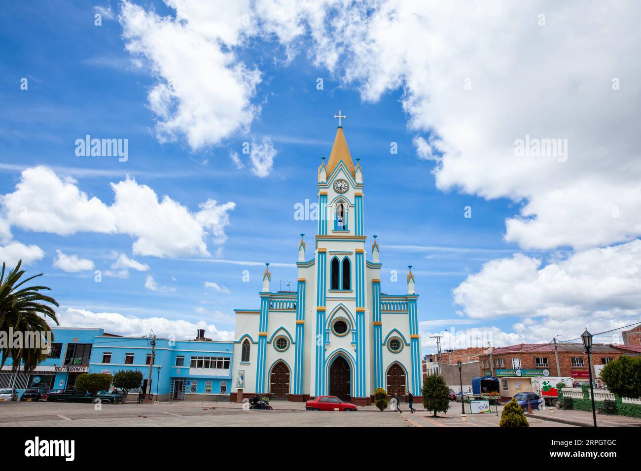 Combita, Boyaca, Colombia – 8th of August 2023:View of the Immaculate Conception Church and the ...